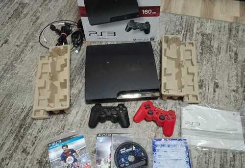 Sony PS3 slim(160гб ) +18 игр+диски