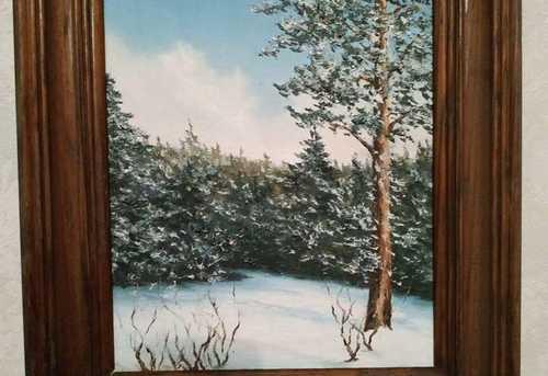 Картина "Зимний лес". Масло