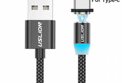 Магнитный кабель USB-USB Type-C, длина 1м черный