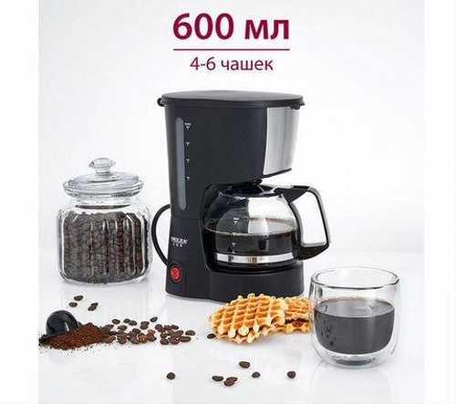 Кофеварка 600 Вт, 600 мл delta LUX DL-8161 черная