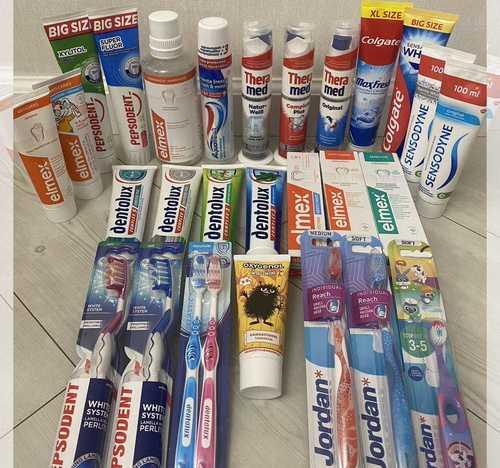 Зубная паста Elmex, Pepsodent, Colgate, Sensodyne