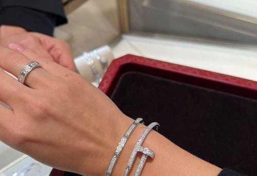 Браслет Cartier love тонкий белое золото