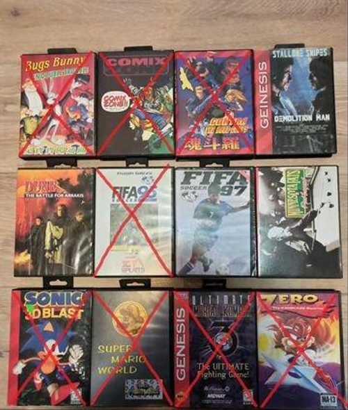 8 картриджей для Sega Mega Drive II
