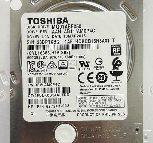 Toshiba hdd 2.5 500gb