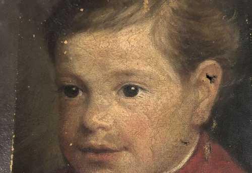 Старинная картина портрет ребёнок холст масло