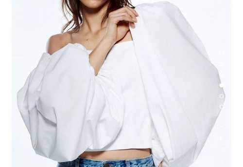 Блузка Zara с объемными рукавами XS новая