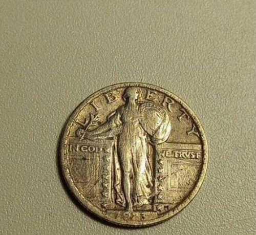 Серебряная монета 25 центов Квотер 1923 г. США