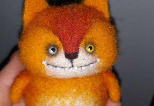 Игрушка кот рыжий валяный из шерсти