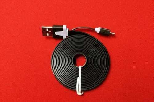Плоский кабель Color USB-microUSB 1.0m USB-2.0 Bla