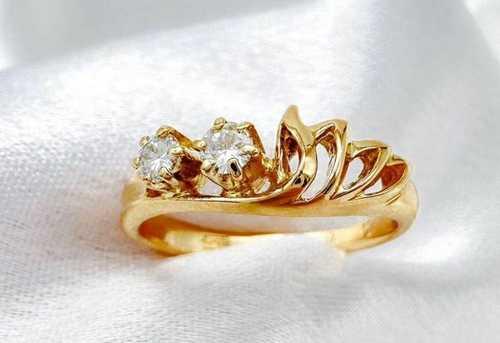 Золотое кольцо 750 проба с бриллиантами 3.15 гр