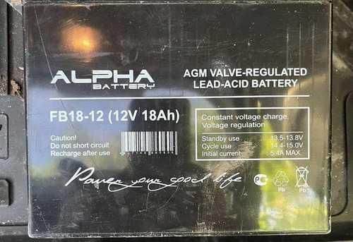 Аккумулятор alfa battery FB 18-12