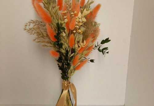 Букет из Лагуруса кораллового цвета Сухоцветы