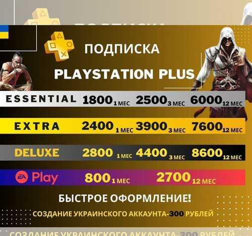 Подписка ps plus Турция/Украина