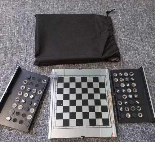Шахматы + шашки магнитные карманный набор