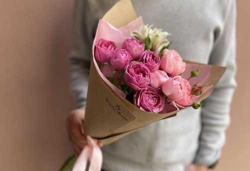Букет цветов «Ягодный смузи» (Роза пионовидная)