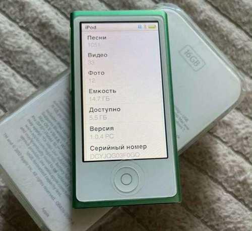 Плеер Apple iPod nano 7 поколения зелёный, 16 Гб
