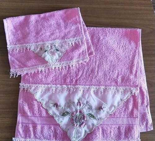 Полотенца махровые розовые (новые)