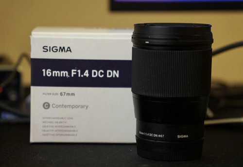 Объектив Sigma 16mm f1.4 Sony E