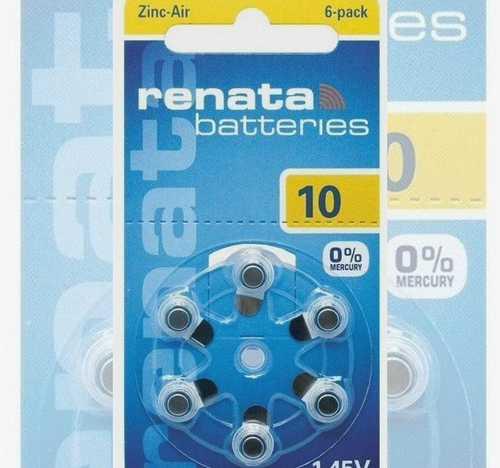 Батарейка renata Zinc-Air 10 BL6, 6 шт в упаковке