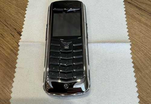 Vertu Constellation Polished Stainless Steel Black Leather