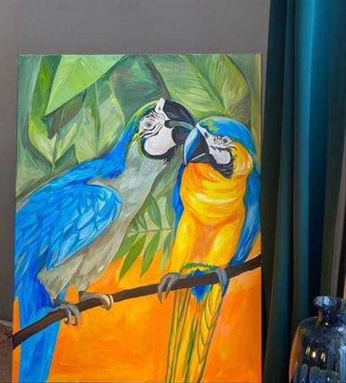 Картина в интерьер «Пара попугаев»