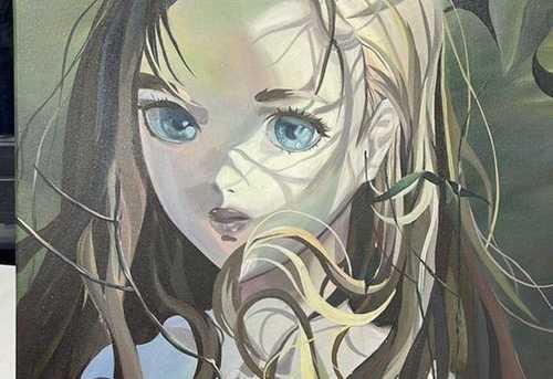 Картина маслом на холсте Аниме "Ветка жизни"