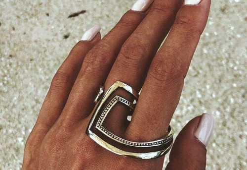 Дизайнерское кольцо Union на два пальца из серебра