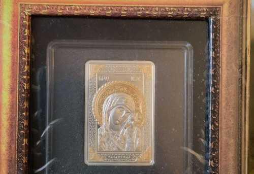 Серебряная монета икона Пресвятой Богородицы