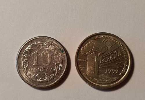 Монеты Польша 1992г. и Испания 1997г