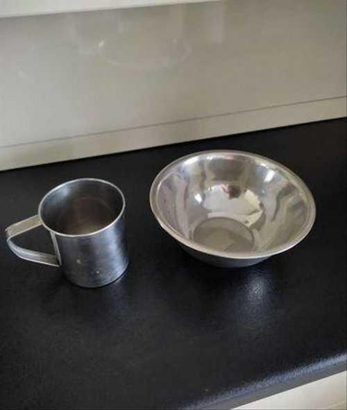 Кружка и миска (тарелка) из нержавеющей стали