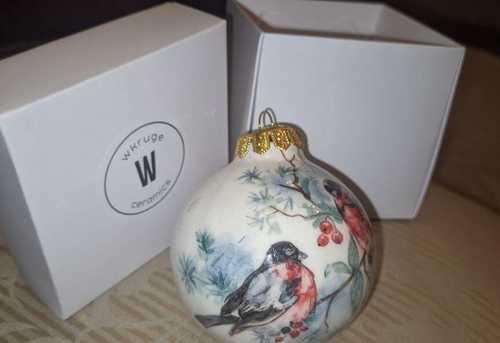 Елочная игрушка шар керамический с росписью