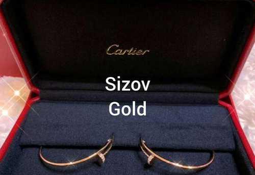 Золотые серьги Cartier 14.94 гр 0.40 ct