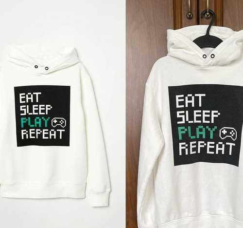 Толстовка (худи) H&M "Eat, sleep, play."158/164