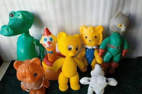 Детские игрушки СССР пластик дутыш звери