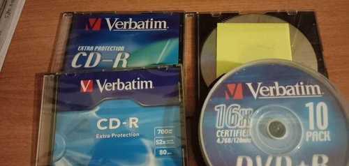 Диски DVD-R и CD-R Verbatim новые