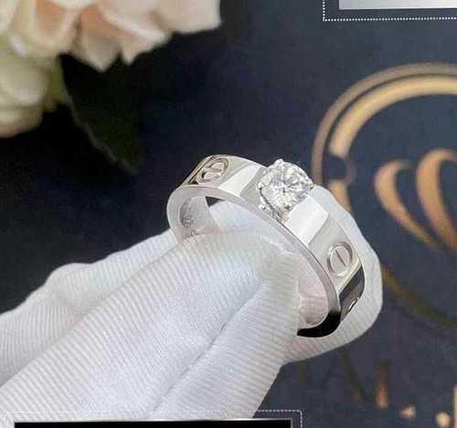 Cartier Love Solitaire кольцо, белое золото