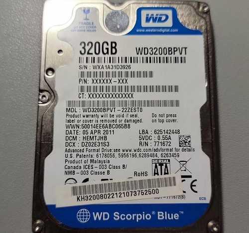 Wd 320gb с установленной windows 8