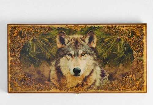 Нарды "Таежный волк", деревянная доска 50 х 50 см