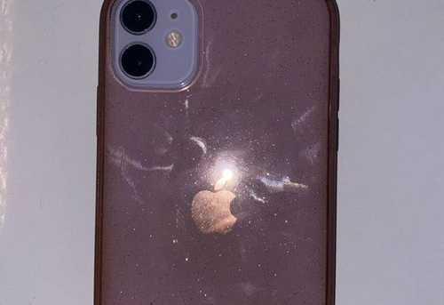 Чехол на iPhone 11 силиконовый розовый с блестками