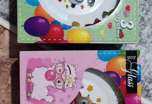 2 детских набора посуды для мальчика и девочки