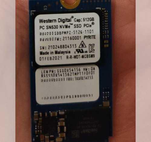 SSD диск Western digital 512 Gb NVMe