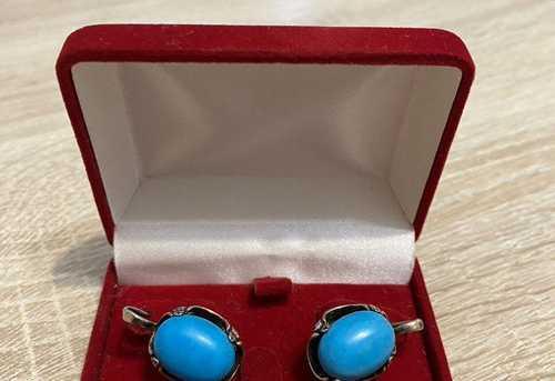 Серьги из латуни с бирюзой