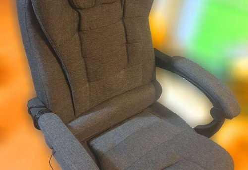 Тканевое серое компьютерное кресло с массажем