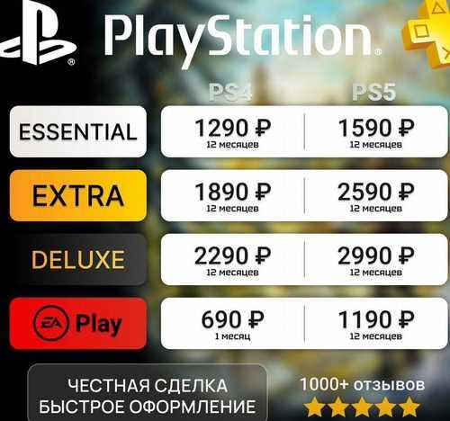 Подписка PS Plus Deluxe 12 месяцев (Все тарифы в наличии)