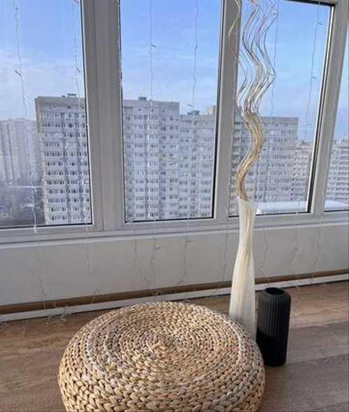 Набор интерьерный Ikea; пуф лоза, ваза, сухоцвет