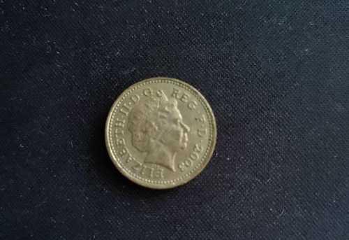 Монета. Великобритания. 1 фунт 2003 год