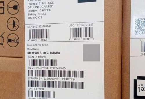 Ноутбук 15.6" Lenovo IdeaPad Slim 3 15IAH8, 512 ГБ, Core i5-12450H, RAM 8 ГБ, Intel UHD Graphics