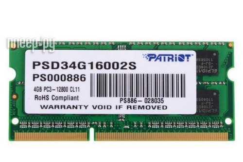 Patriot Memory SL 4GB DDR3 1600MHz sodimm 204