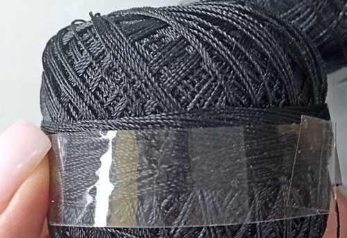 Пряжа нитки для вязания хлопок мерсериз черные нов