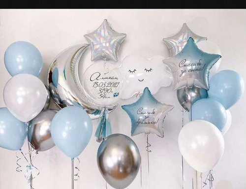 Гелиевые и воздушные шары на рождение ребёнка